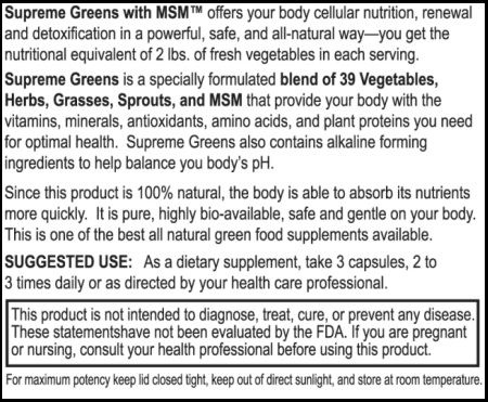 Supreme Greens with MSM Capsules , Abundant Health Center, LLC