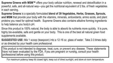 Supreme Greens with MSM Powder , Abundant Health Center, LLC